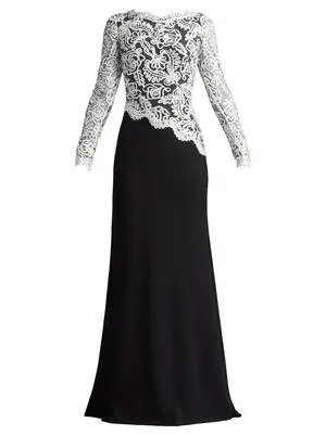 Tadashi Shoji Lace-insert Long Dress - Black