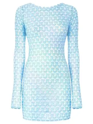 Missoni Crochet Long-sleeve Mini Dress - Blue