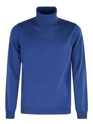 ROBERTO COLLINA Turtleneck Ribbed Sweater - Blue