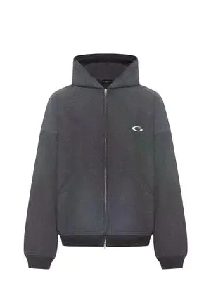 Balenciaga Embroidered-logo Zip-up Hoodie - Grey