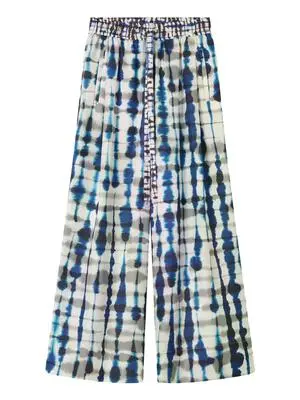 LEE MATHEWS Tie-dye Pleated Trousers - Blue