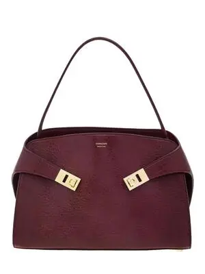 FERRAGAMO Medium Hug Leather Shoulder Bag - Red