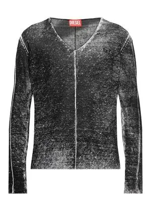 DIESEL® Robbel Ribbed V-neck Sweater - Black