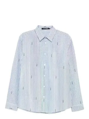 Karl Lagerfeld Elongated Logo Stripe Shirt - Blue