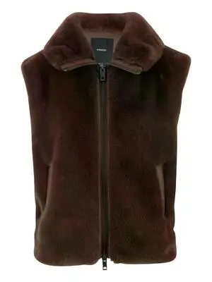 Pinko Faux-fur Zip-up Gilet - Brown
