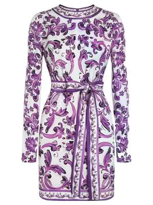 Dolce & Gabbana Majolica-print Mini Dress - Purple