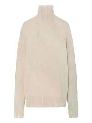 THE ROW High-neck Wool-cashmere Blend Sweater - Neutrals