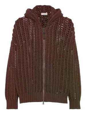 Brunello Cucinelli Open-knit Zip Cardigan - Brown
