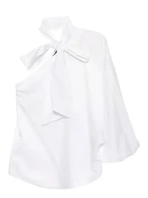 Karl Lagerfeld One-sleeve Bow Poplin Blouse - White