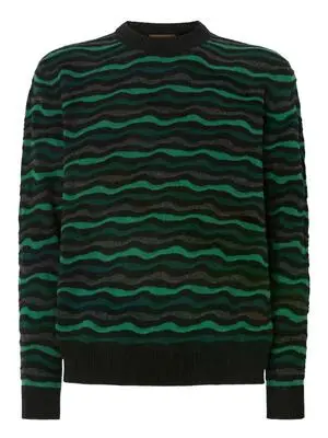 Missoni Wave-Pattern Crew-Neck Sweater Green