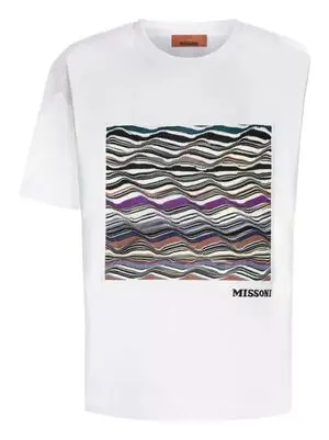 Missoni Wave-pattern Box-applique T-shirt - White