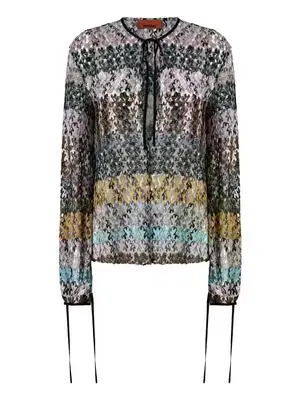 Missoni Floral-lace Long-sleeve Top - Grey