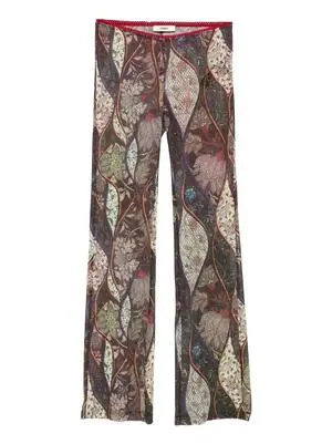 SIEDRES Floral-pattern Flared Trousers - Brown