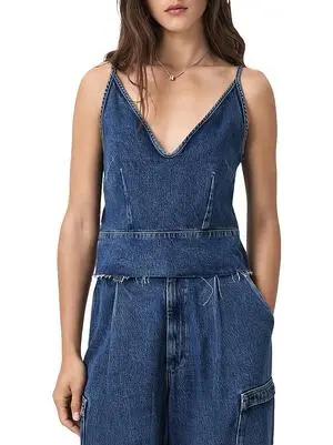 ALLSAINTS Lilah Denim Top - Mid Indigo