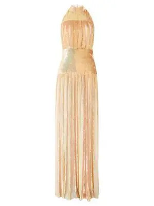 TEMPERLEY LONDON Filigree Sequin-embellished Pleated Dress - Pink