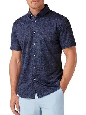 Mizzen+main Halyard Ss Dress Shirt - Coastal Fjord Coffee Leaves