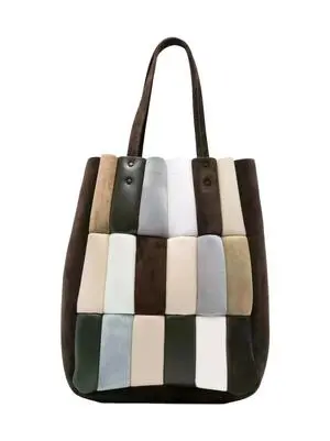 Khaite Zoe Patchwork Suede Tote Bag - Brown