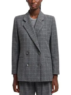 Emporio Armani Icon Checkered Flannel Wool Blend Blazer - Fancy Grey