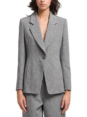 Emporio Armani Viscose And Wool Blend Chevron Blazer - Multi