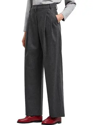 Emporio Armani Wool Blend Pleated Pants - Solid Dark