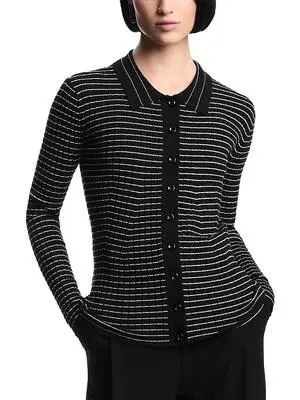 Emporio Armani Ribbed And Striped Cardigan Sweater - Multi