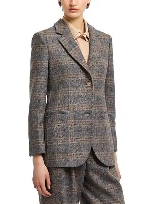 Emporio Armani Icon Checkered Wool Blazer - Solid Light