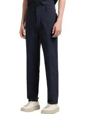 Emporio Armani Regular Fit Textured Stretch Trousers - Solid Blue