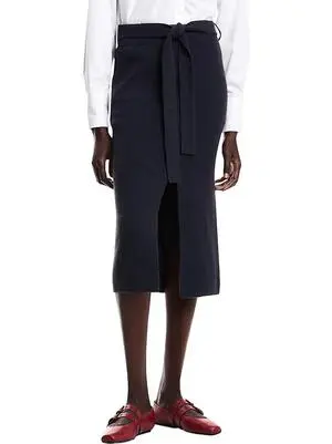 Emporio Armani Ribbed Knit Midi Skirt - Solid Medium