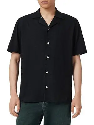 ALLSAINTS Robson Relaxed Fit Short Sleeve Camp Shirt - Black