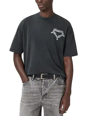 ALLSAINTS Oversized Drip Logo Graphic Tee - Washed Black