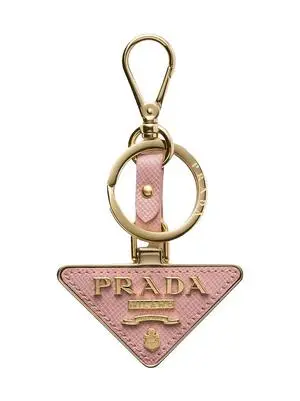 Prada Saffiano Leather And Metal Keychain - Pink
