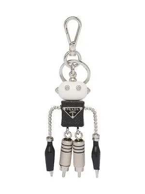 Prada Robot Saffiano Leather Bag Charm - Steel/black