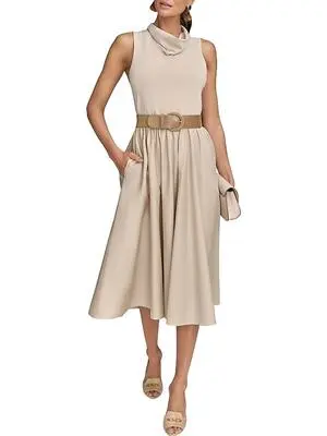 Donna Karan New York Belted Midi Dress - Sand/sand