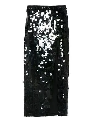 P.a.r.o.s.h Sequin-embellished Slit Skirt - Black