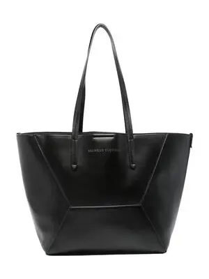 Brunello Cucinelli Panelled Leather Tote - Black