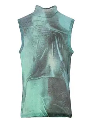 Jean Paul Gaultier Graphic-print High-neck Tank Top - Blue