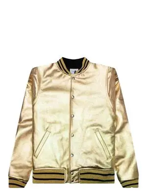 Rhude Leather Bomber Jacket - Yellow