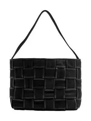 ST. AGNI Woven Suede Mini Tote - Black