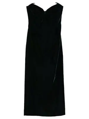 MUGLER Velvet Strapless Midi Dress - Green
