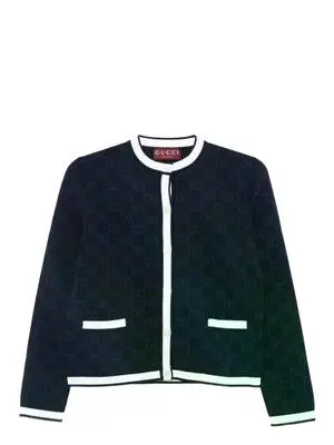 Gucci Gg Pattern Cotton Cardigan - Blue
