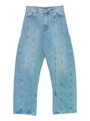 MUGLER Paneled Cotton Jeans - Blue