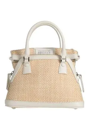 MAISON MARGIELA Natural Raffia And Leather Tote - Beige