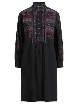 Antik Batik Multicolor Jacquard Midi Shirt Dress - Black