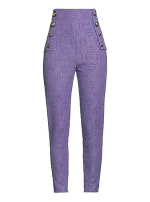 Elisabetta Franchi Pants In Cotton, Viscose And Polyamide Blend - Purple