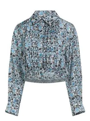 Sandro Floral-print Cropped Shirt - Blue
