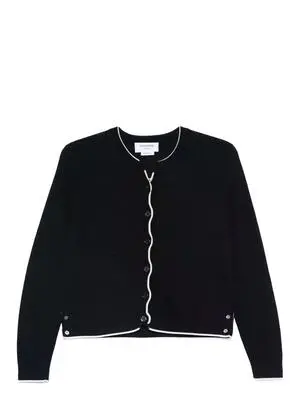 Thom Browne Textured Cardigan With 4-bar Stripes - Blue