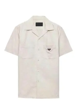 Prada Enamel Triangle-logo Shirt - Neutrals