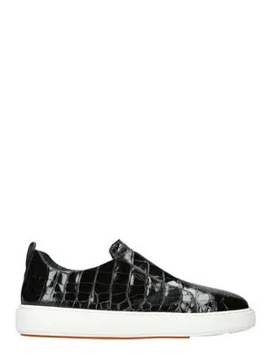 Santoni Clean Icon 2.0 Crocodile Slip-on Sneakers - Black
