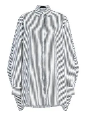 Proenza Schouler Isla Striped Cotton Silk Poplin Shirt Dress - Blue