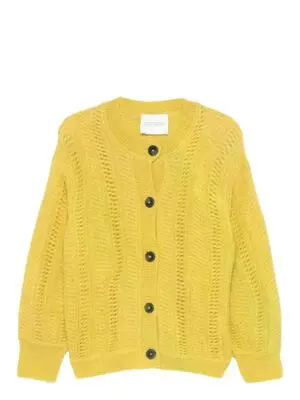 Closed Cable-knit Cardigan - Yellow
